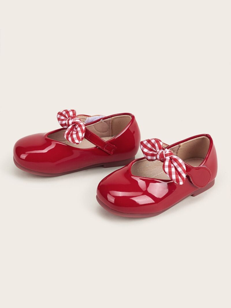 Wholesale Toddler Kid Girl Party Shoes With Checked Bow