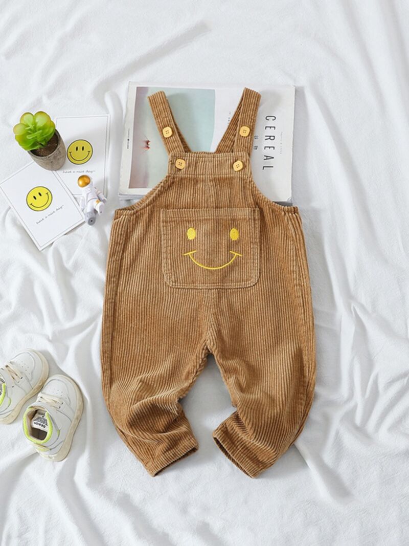 Wholesale Toddler Smiley Printed Corduroy Overalls 2108