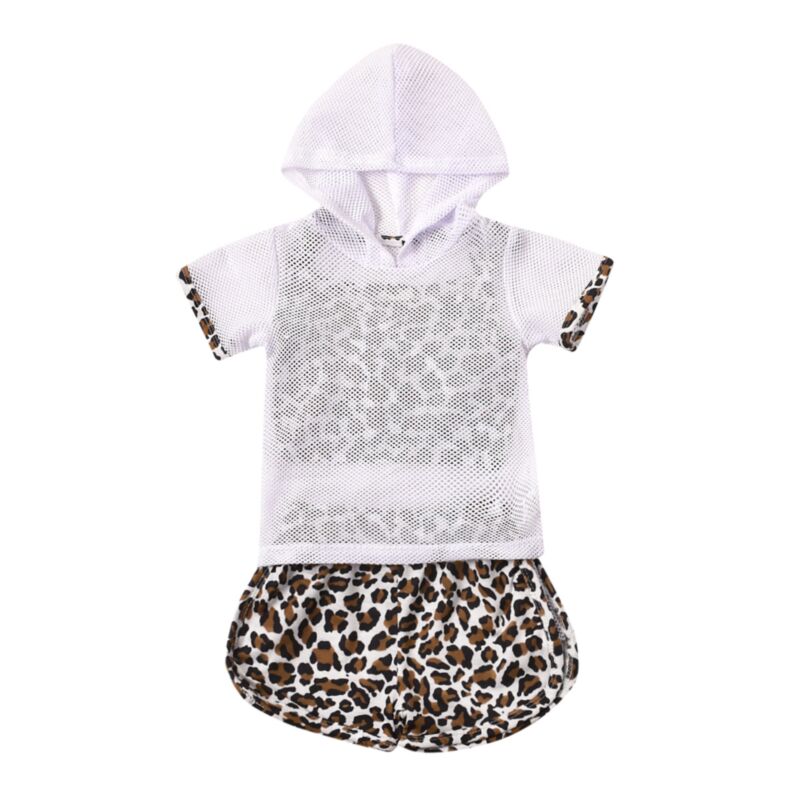Wholesale 3 Piece Hooded Mesh Top And Leopard Camisole