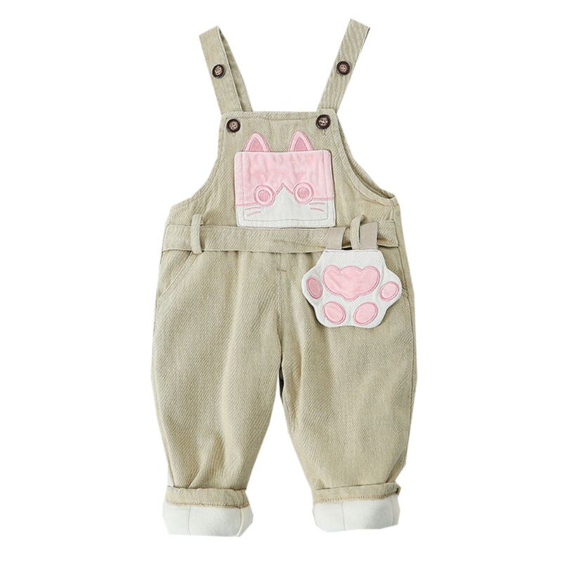 Wholesale Baby Cat & Cat Paw Pattern Winter Overalls KJ