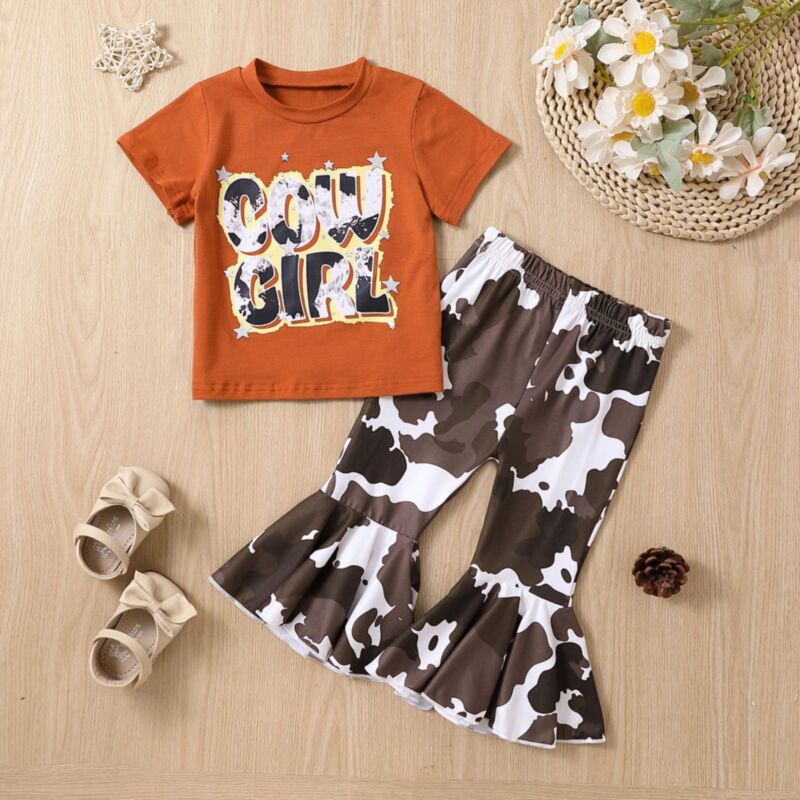 Wholesale 9M-4Y Easter Toddler Girls Sets COW GIRL Prin