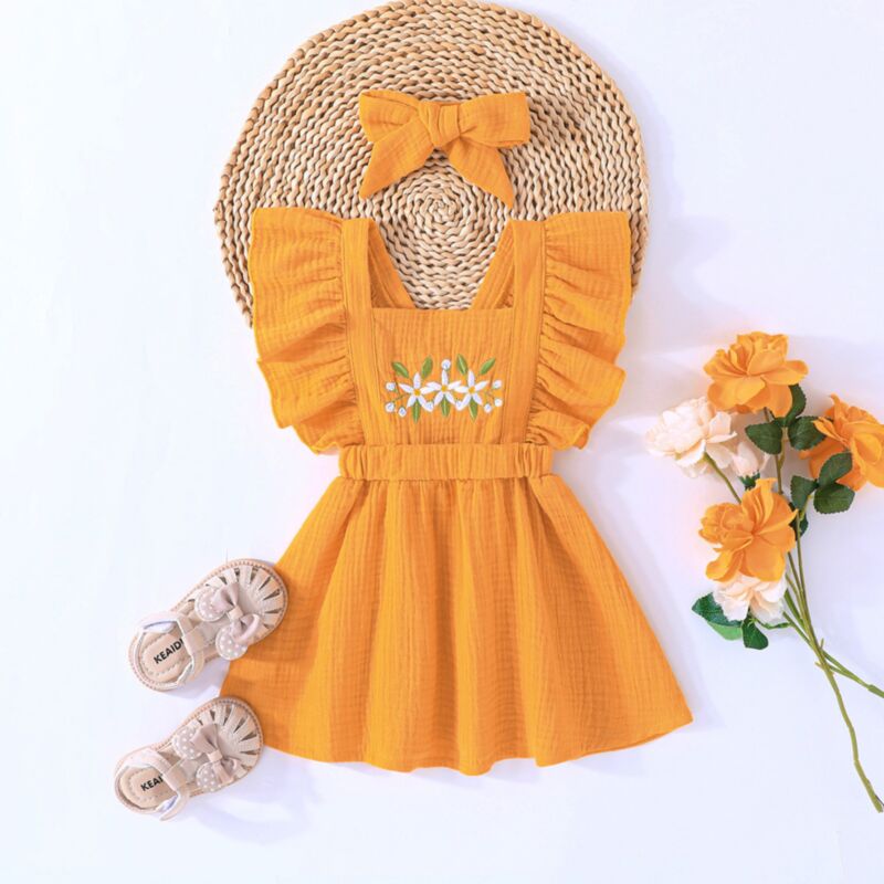 Wholesale 6M-3Y Baby Girls Embroidery Floral Flutter Sl