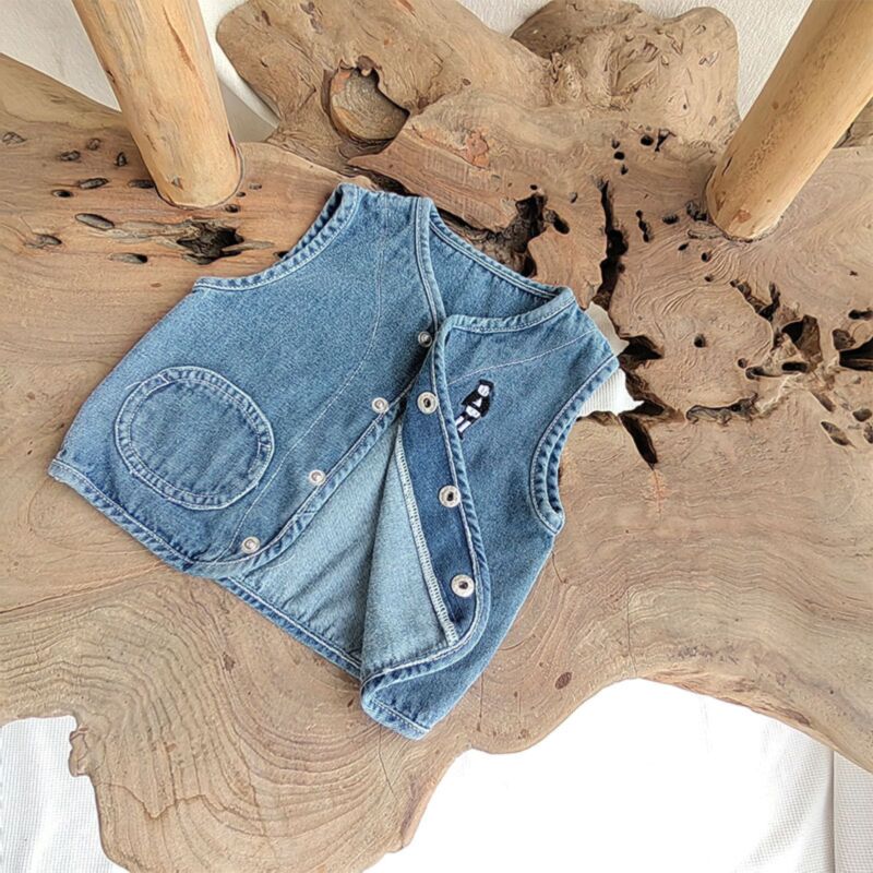 Wholesale 6-24M Baby Girls Cartoon Character Denim Vest